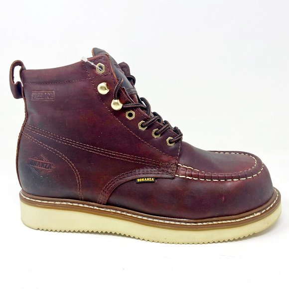 Bonanza | Shoes | Bonanza Mens 6 Moc Toe Size 3 Burgundy Leather Steel ...